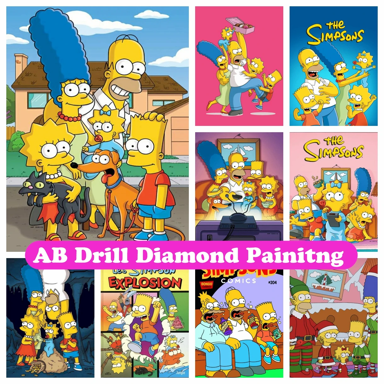 The Simpsons 5D DIY AB Diamond Painting Embroidery Disney Anime Cartoon ...