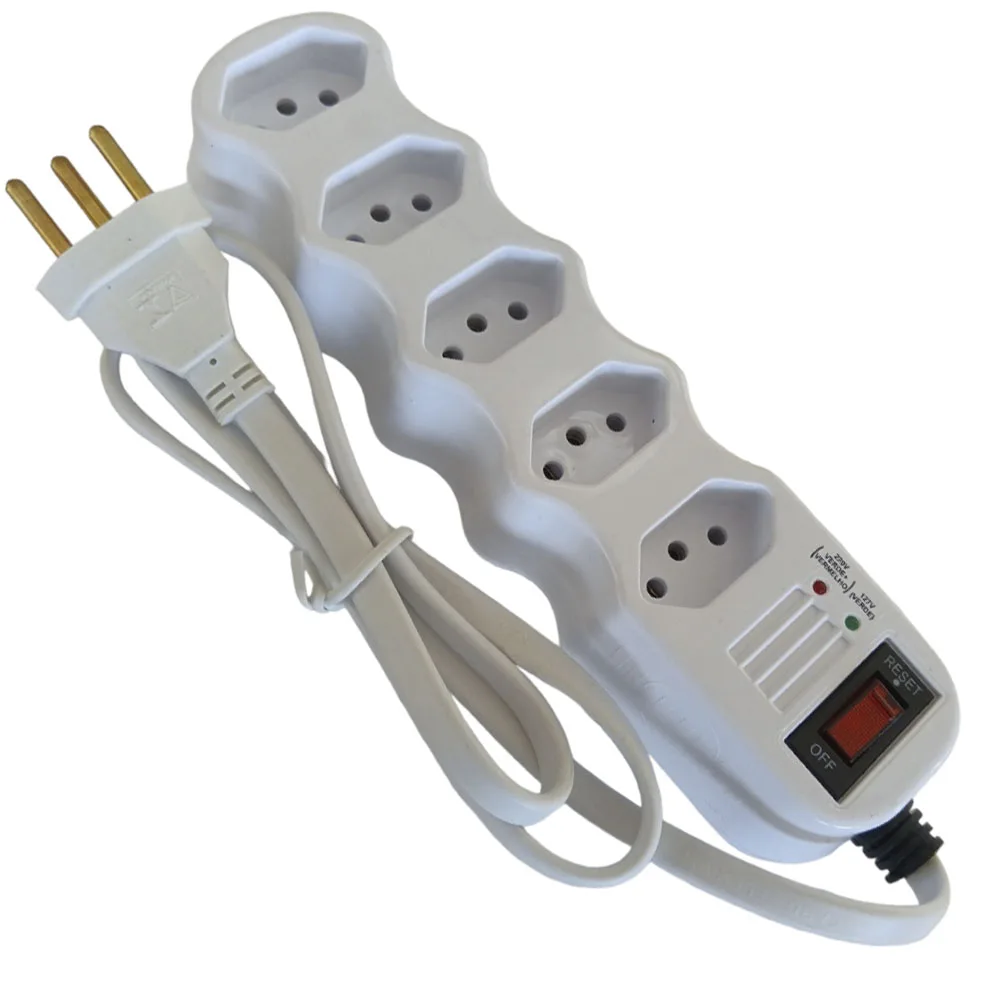 5 Socket Line Filter 127V 220V Bivolt with White Voltage Indicator ...
