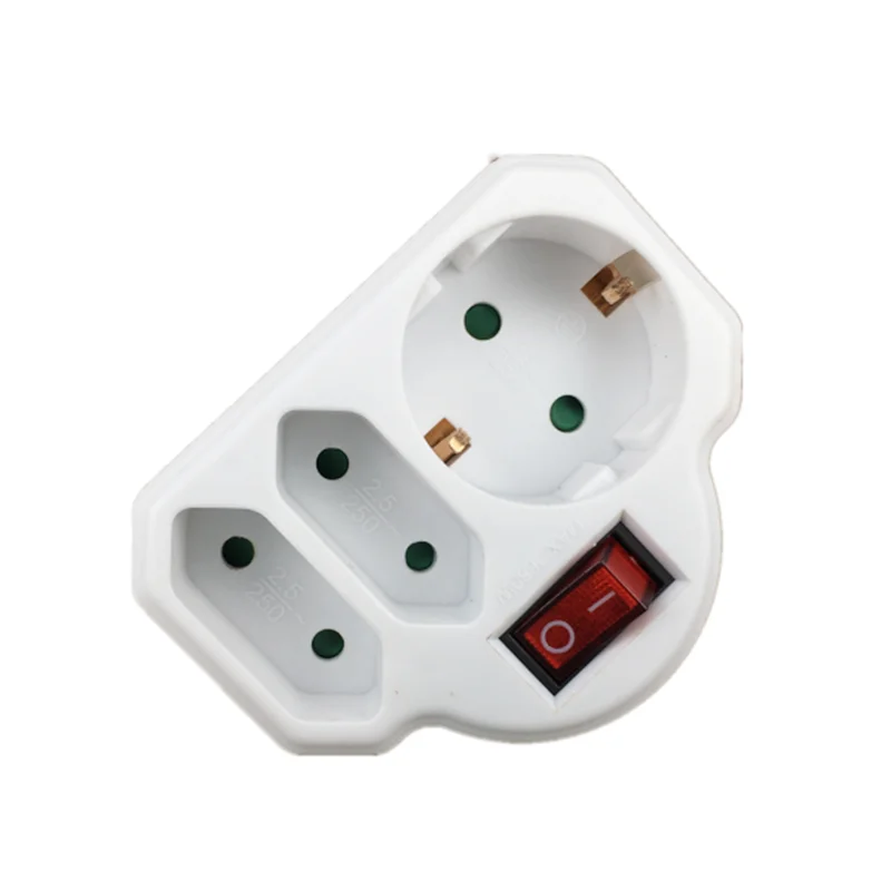 European Type Conversion Plug 1 TO 3 Way EU Standard Power Adapter ...