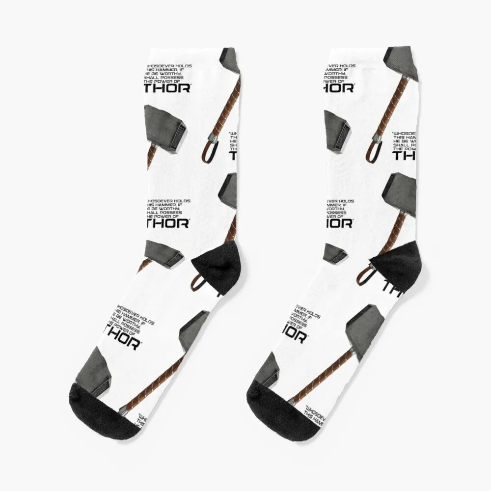 Thor's Hammer With Text Socks Anti Slip Socks Bamboo Socks Men Men'S ...