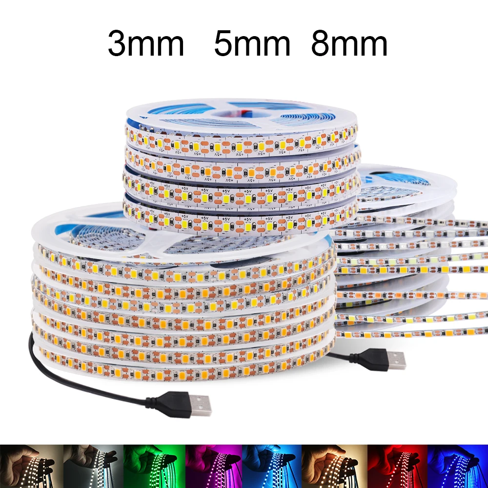 DC-5V-USB-LED-Strips-2835-120Leds-m-White-Warm-White-Led-Strip-Light-TV ...