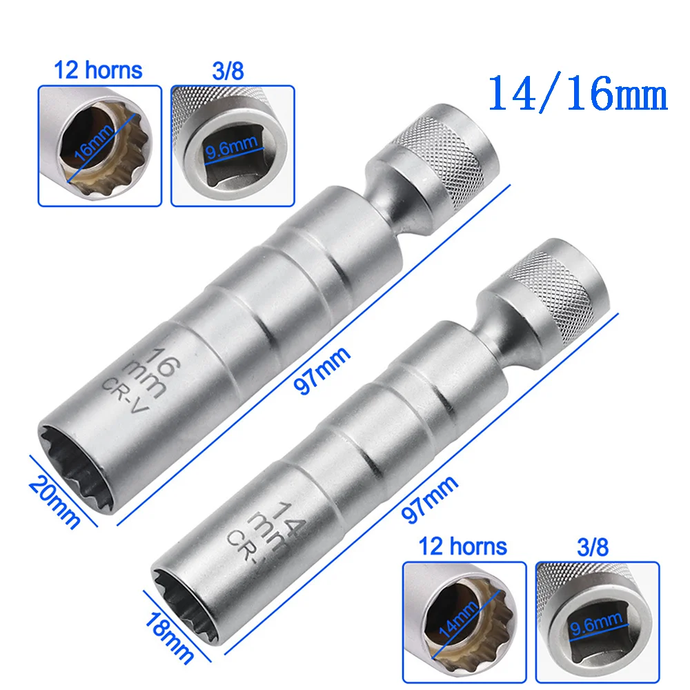 14-16Mm-Spark-Plug-Socket-Wrench-Magnetic-12-Angle-Repairing-Removal ...