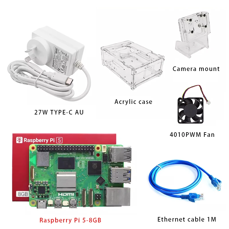 Raspberry-Pi-5B-8GB-Development-Board-AU-Power-Supply-acrylic-housing ...