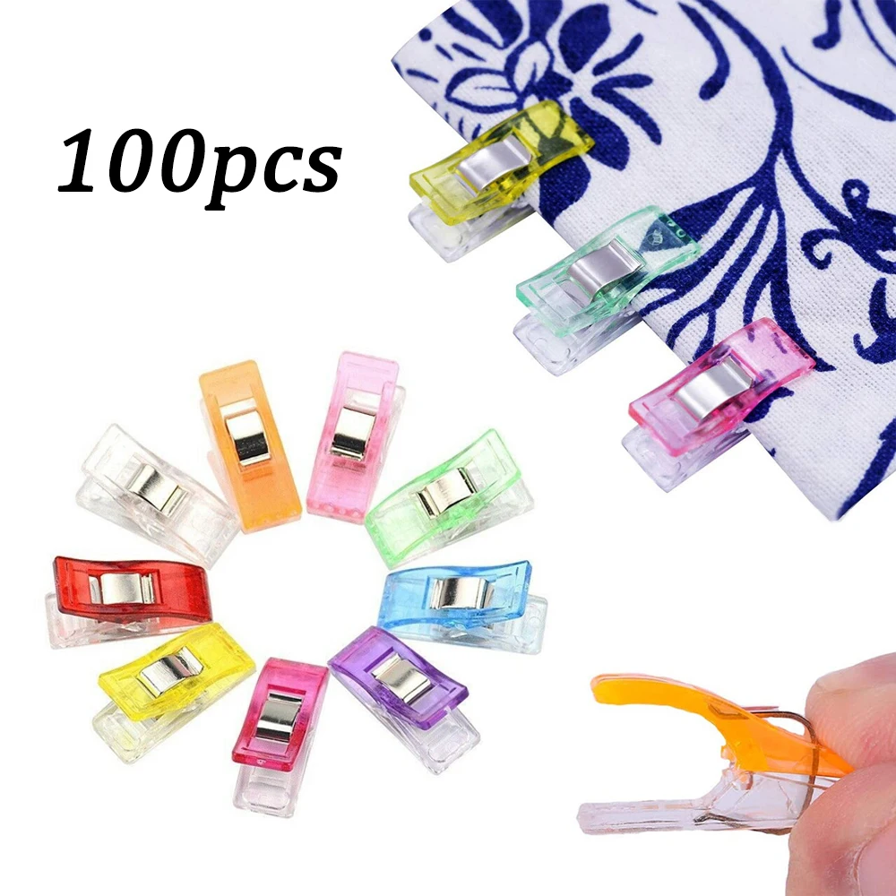 100Pcs Multipurpose Sewing Clips Colorful Binding Clips Plastic Craft ...