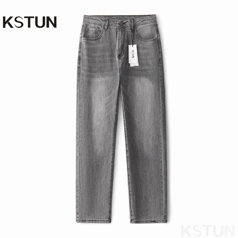 Gray-Jeans-Men-Stretch-Slim-Straight-Regular-Fit-Casual-Pants-Summer ...
