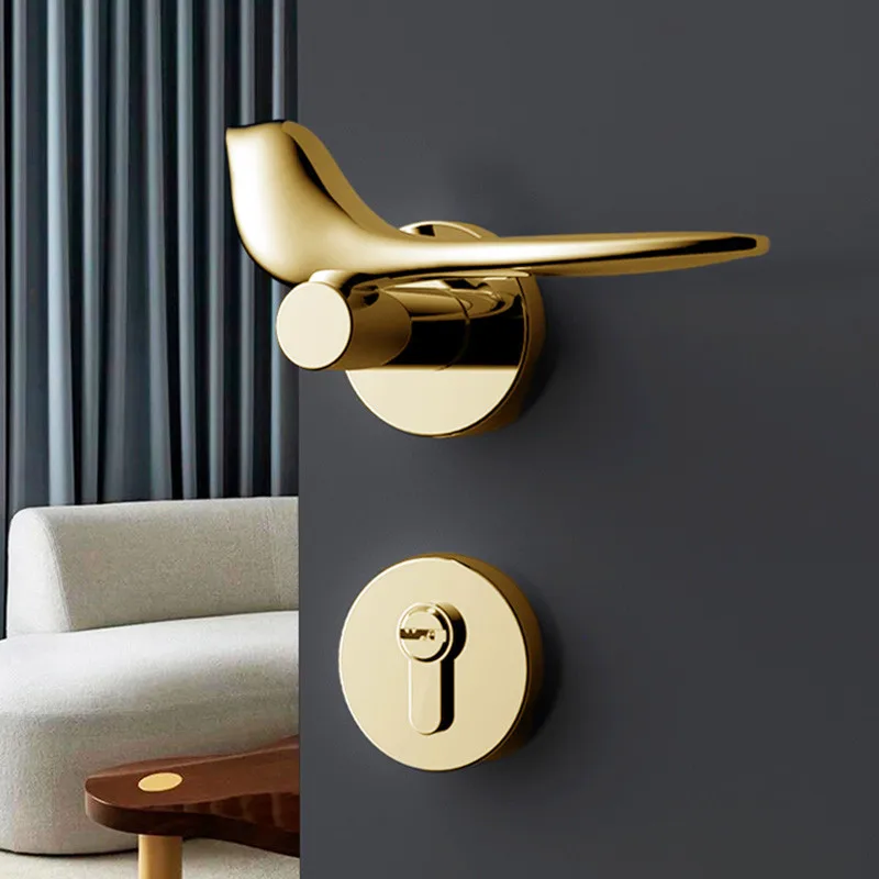 Golden-Minimalist-Bird-Mute-Door-Lock-Bedroom-Wooden-Door-Locks-Indoor ...