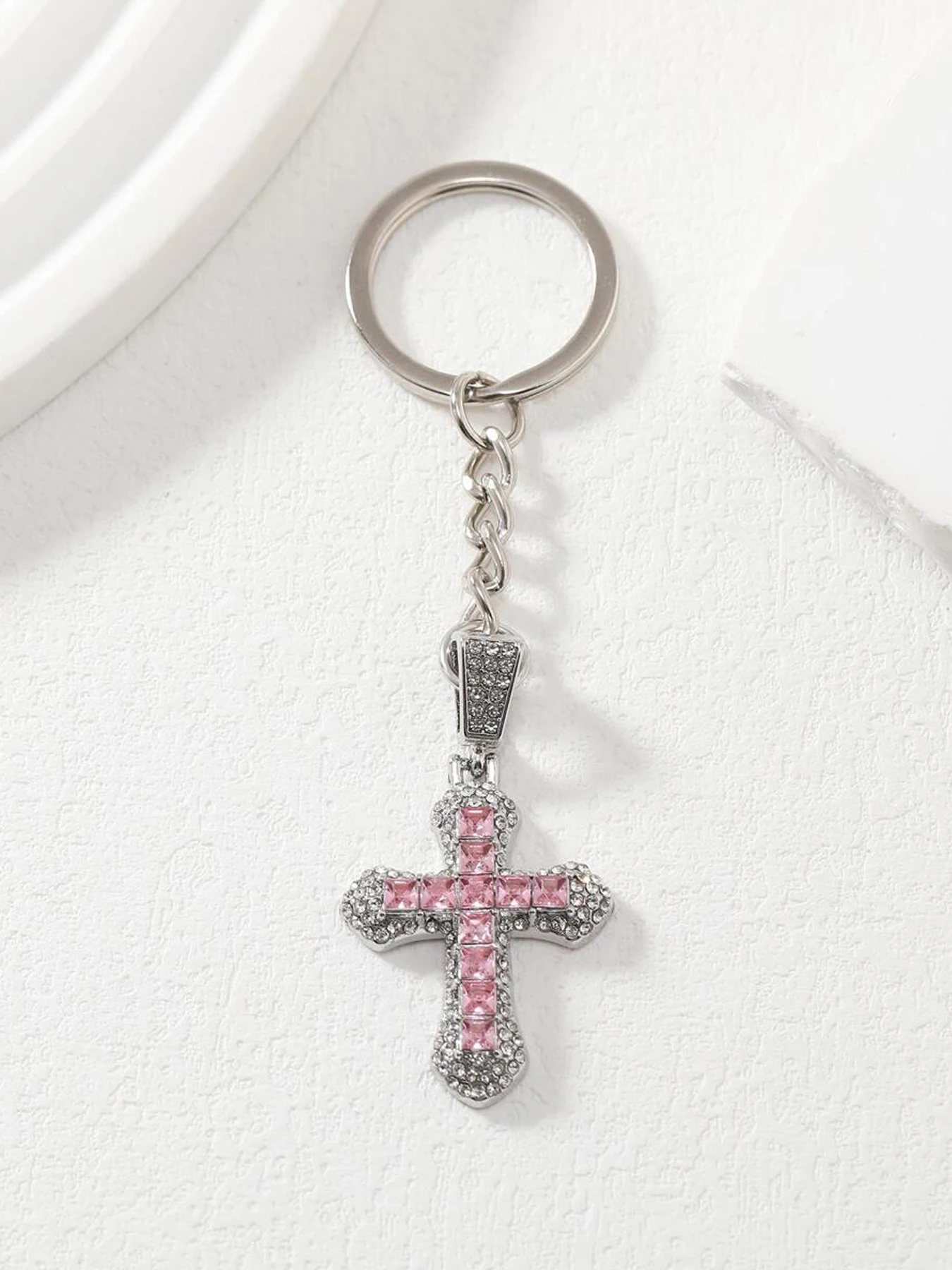 Street 1pc Shiny Rhinestone Cross Charm Gorgeous Keychain - AliExpress 36