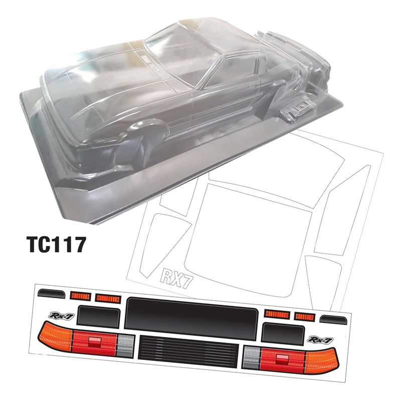 TC117 1/10 RX7 Racing Car Model, Rc Drift Wide Body Shell, 200mm, With ...