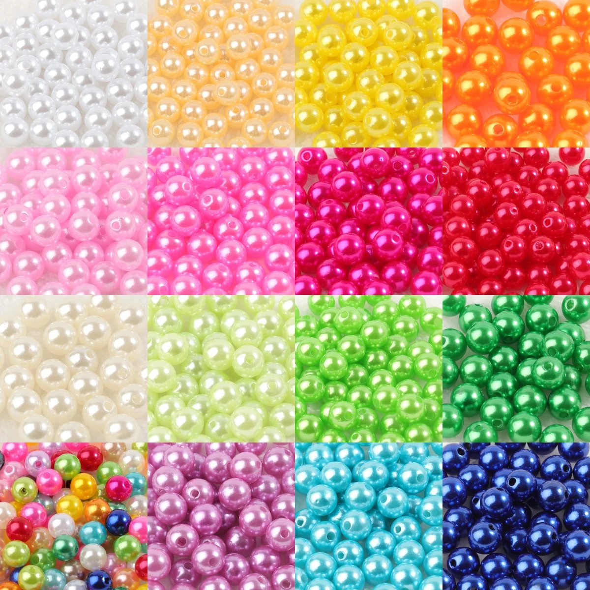 4mm 6mm 8mm 10mm Round Imitation Pearl Beads Colorful Loose Plastic ...
