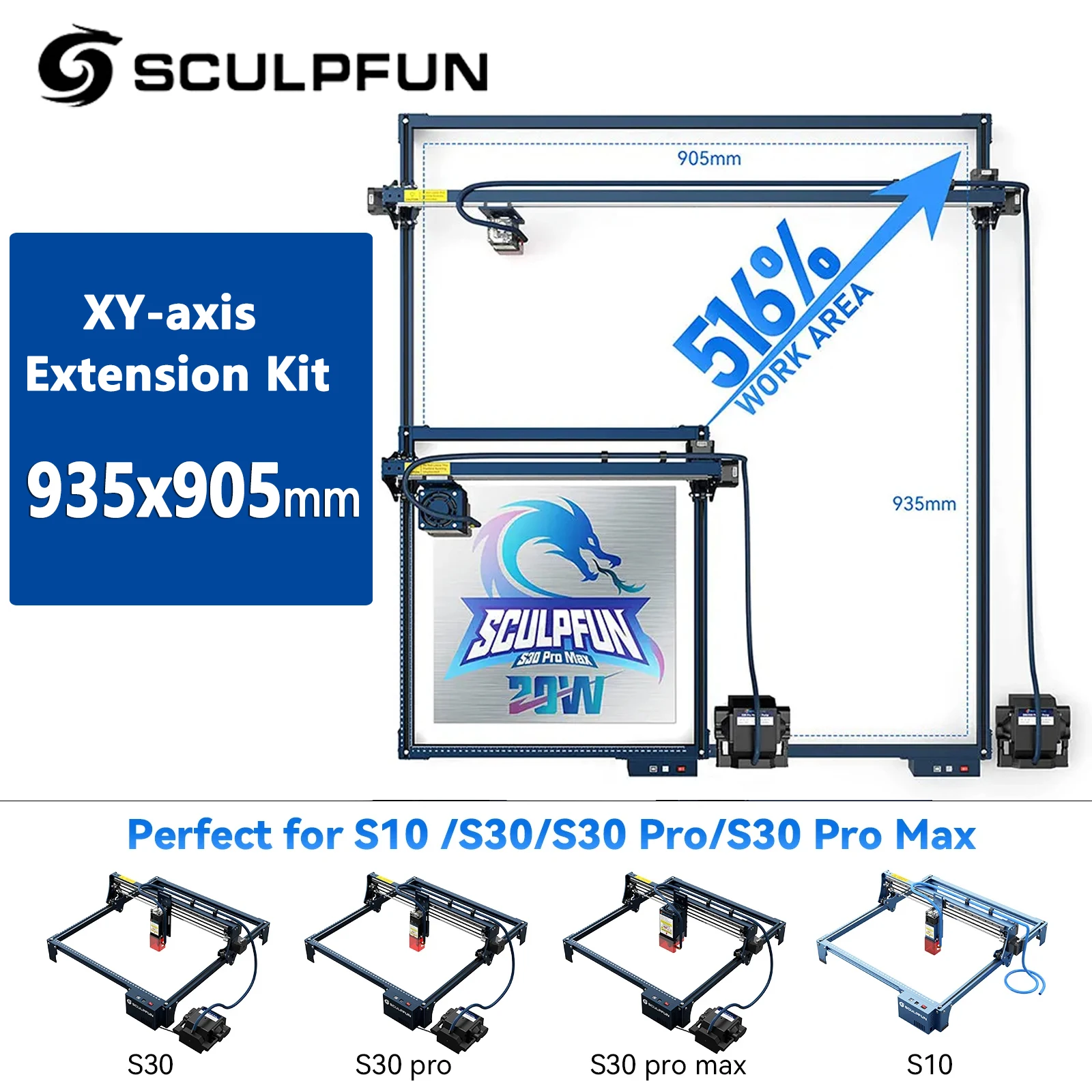 Kit-de-expans-o-SCULPFUN-Laser-Engraving-Machine-Extensor-de-eixos ...