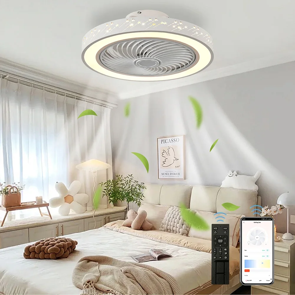Smart-App-ceiling-fan-46CM-fans-with-lights-remote-control-bedroom ...