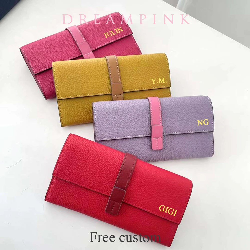 Luxury-Genuine-Leather-Women-Long-Wallet-Custom-Name-Female-Card-Holder ...