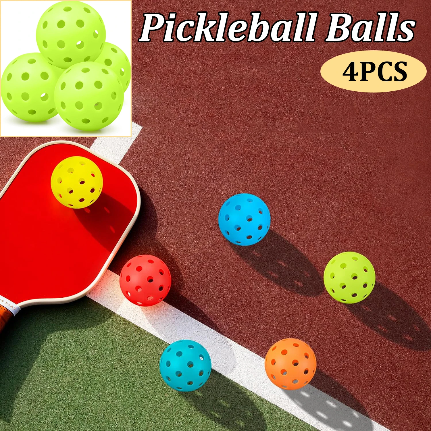 4PCS 40 Holes Pickleballs Balls High Elasticity & Durable Pickle Balls ...