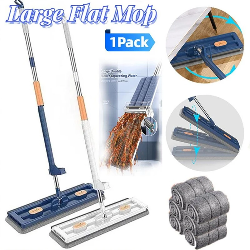 Enlarged-Floor-Mop-With-Mop-Bucket-Hand-Washing-Free-Lazy-Mop-Squeeze ...