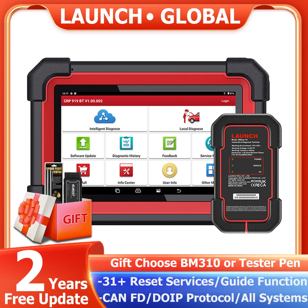 LAUNCH-X431-CRP919E-BT-Car-Diagnostic-Tool-OBD2-Scanner-DBScar-VII-VCI ...