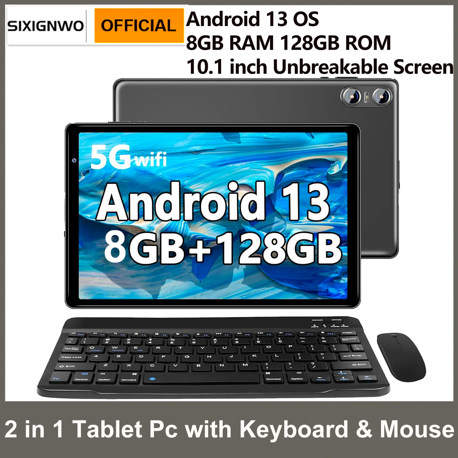 Android13 8GB RAM 128GB ROM Tablet 10 inch IPS Screen Octa Core CPU 2 ...