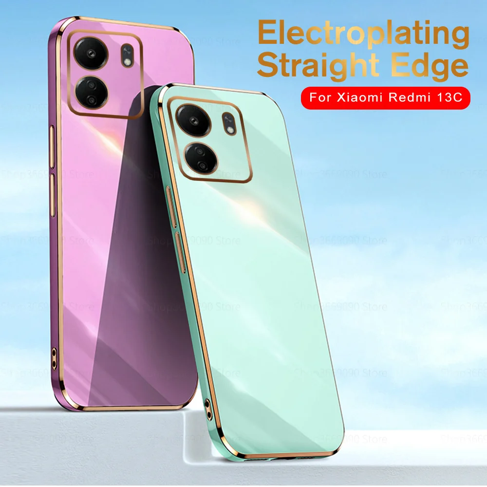 Redmy-13C-Case-Plating-Straight-Gold-Frame-Phone-Shell-For-Xiaomi-Redmi ...