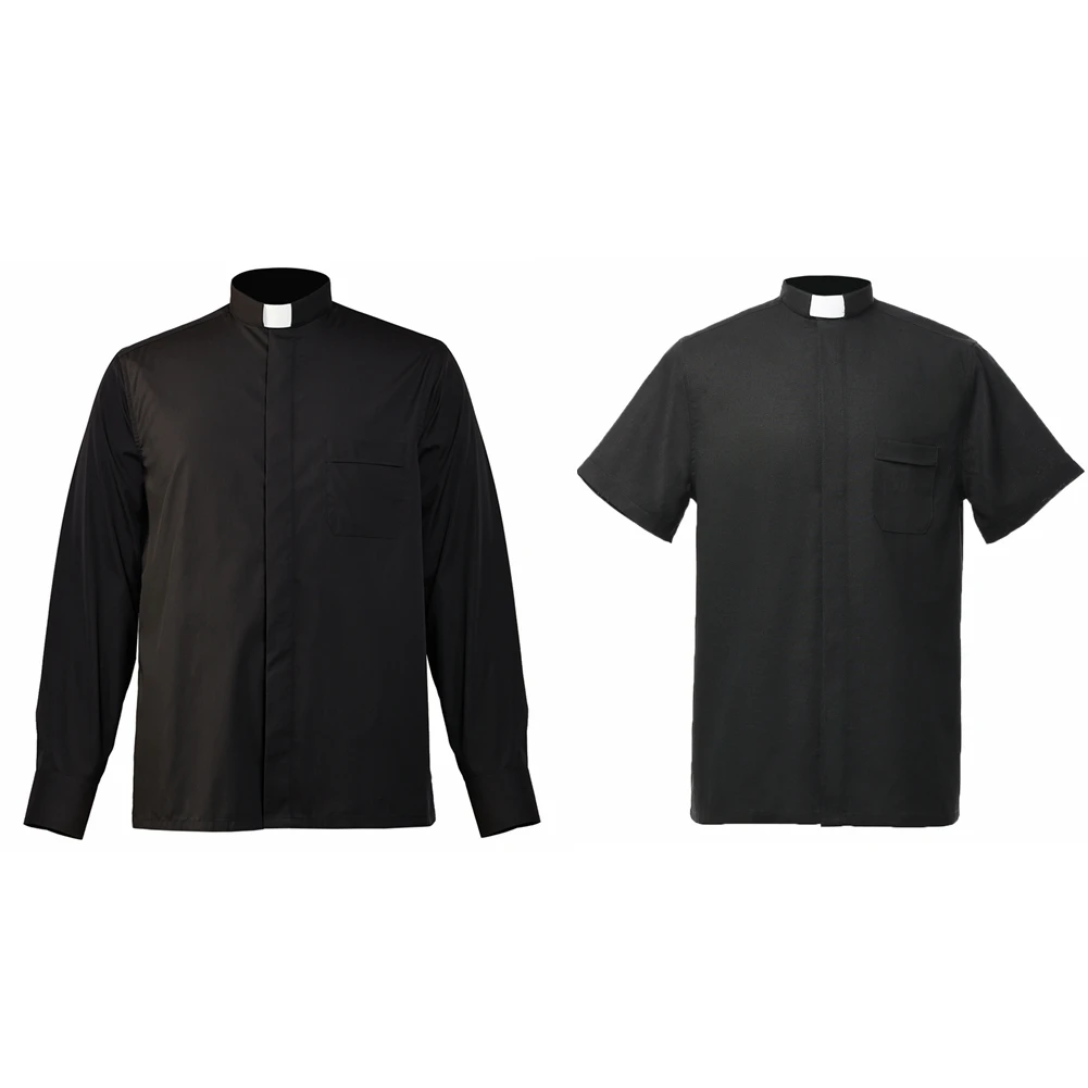 Priest Shirts Men Catholic Church Chemises Bishop Clergy Stand-up Tab ...