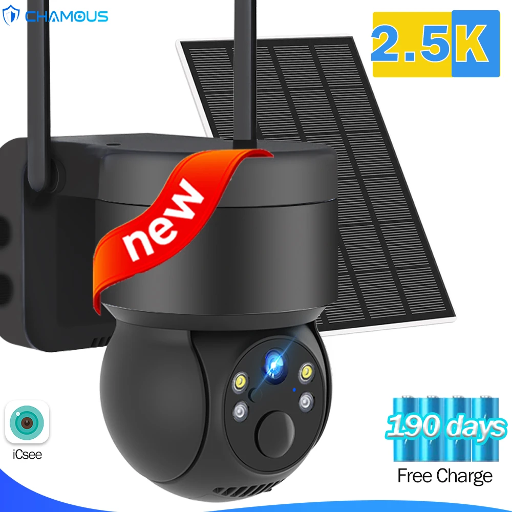 2.5K 4MP WiFi Wireless Outdoor IP Camera Solar Panel 1080P CCTV ...