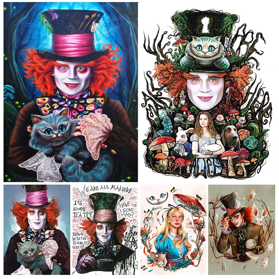 Mad-Hatter-Diamond-Painting-Alice-in-Wonderland-Cheshire-Cat-5D-Full ...