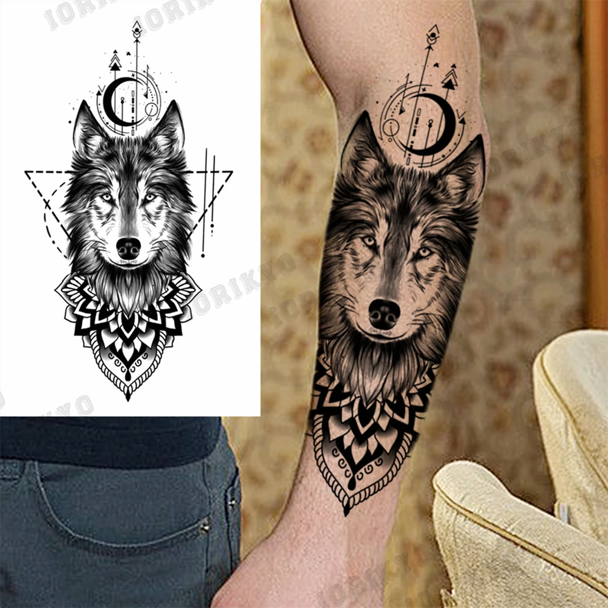 Wolf And Moon Tattoos For Men