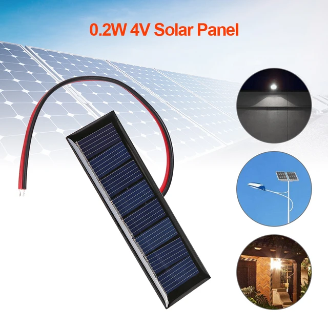 3×1 inch Solar Panel 4V 50mA 0.2W 2 Wires 8 Cells Mini Epoxy Portable ...