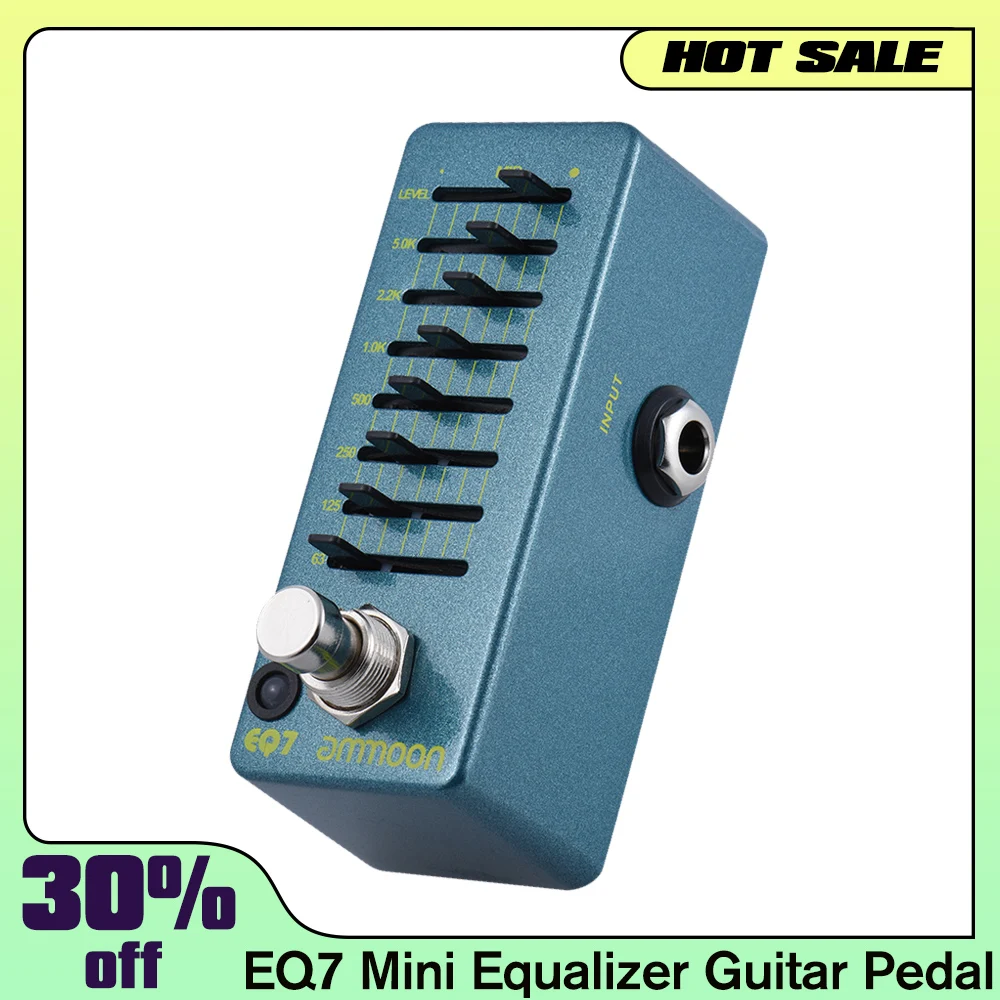 Ammoon EQ7 미니 이퀄라이저 기타 페달, 일렉트릭 기타 이펙트 페달, 7 밴드 EQ 알루미늄 합금 바디, 트루 바이패스 ...