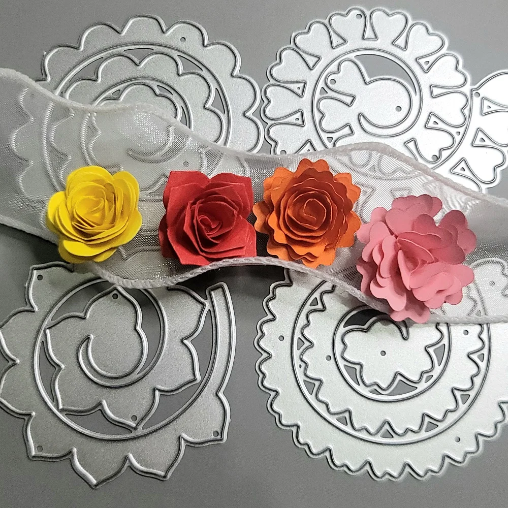 6 Styles Spiral Flower Metal Cutting Dies Scrapbook Embossing Circle ...