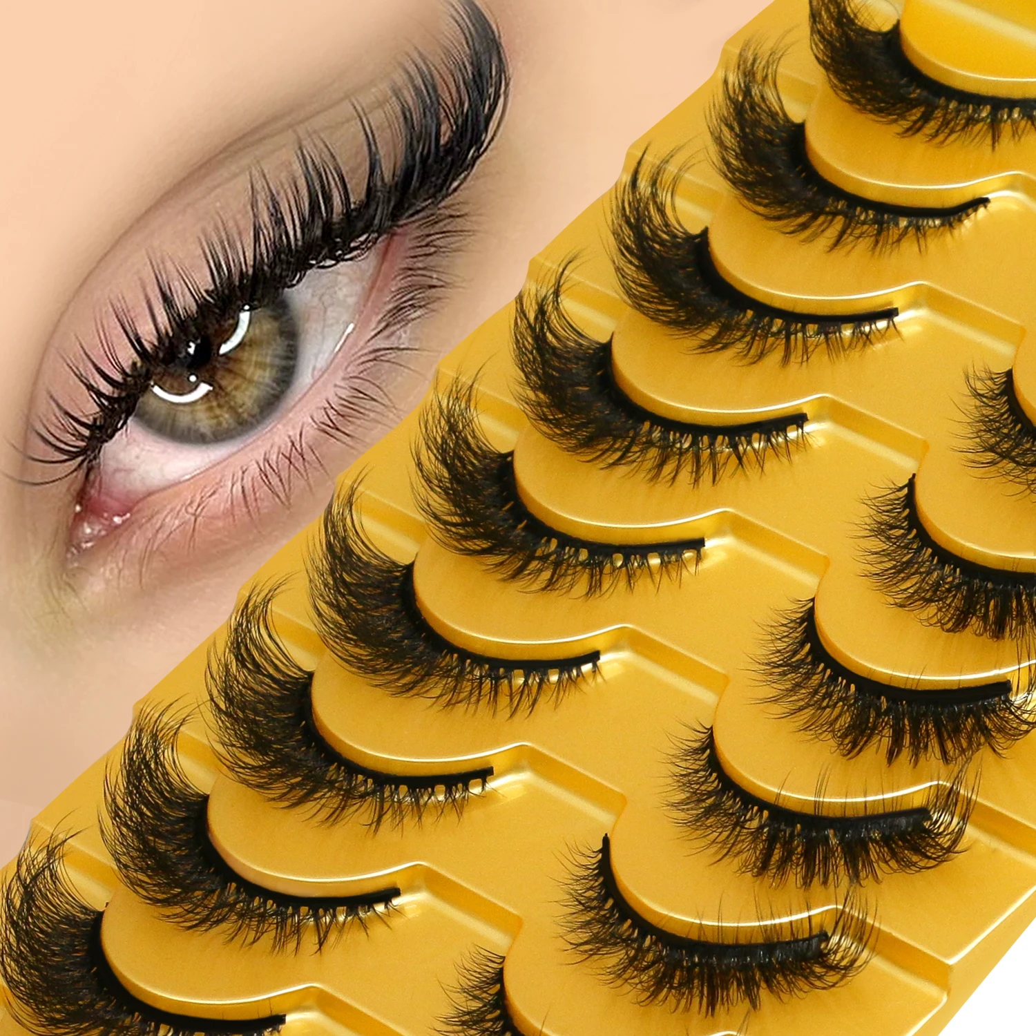 GROINNEYA-3D-Faux-Mink-Cat-Eye-Fox-Eye-Lashes-Fluffy-False-Eyelashes ...