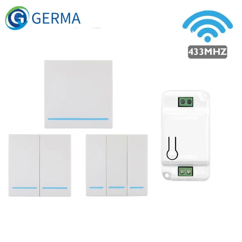 Germa 1/2/3 Gang 433mhz Universal Wireless Wall Switch Light Rf Remote ...
