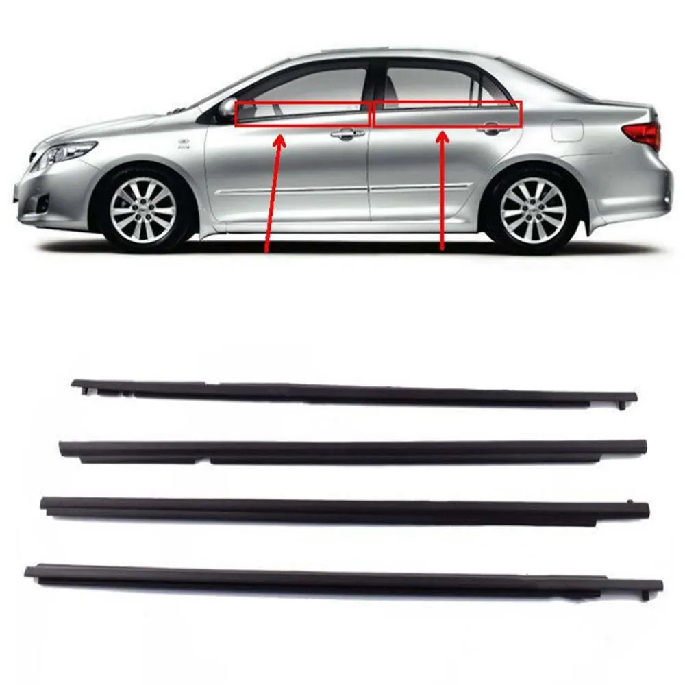 4Pcs-set-Car-Door-Outside-Window-Belt-Molding-Trim-Weatherstrip-For ...