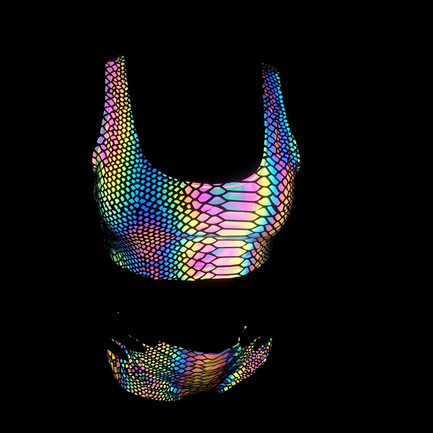 Colorful Reflective Bikinis Women Summer Techwear Reflect Light Shorts ...