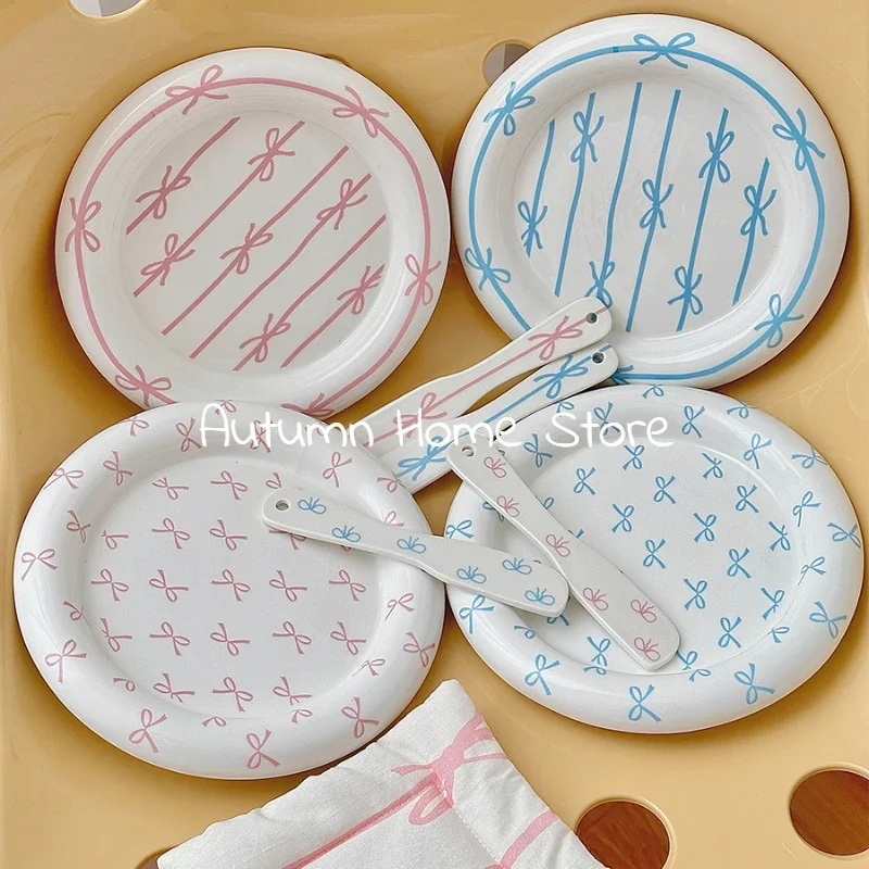 Korean-Girl-s-Heart-Butterfly-Bow-Plate-Pink-and-Tender-Dessert-Plate ...