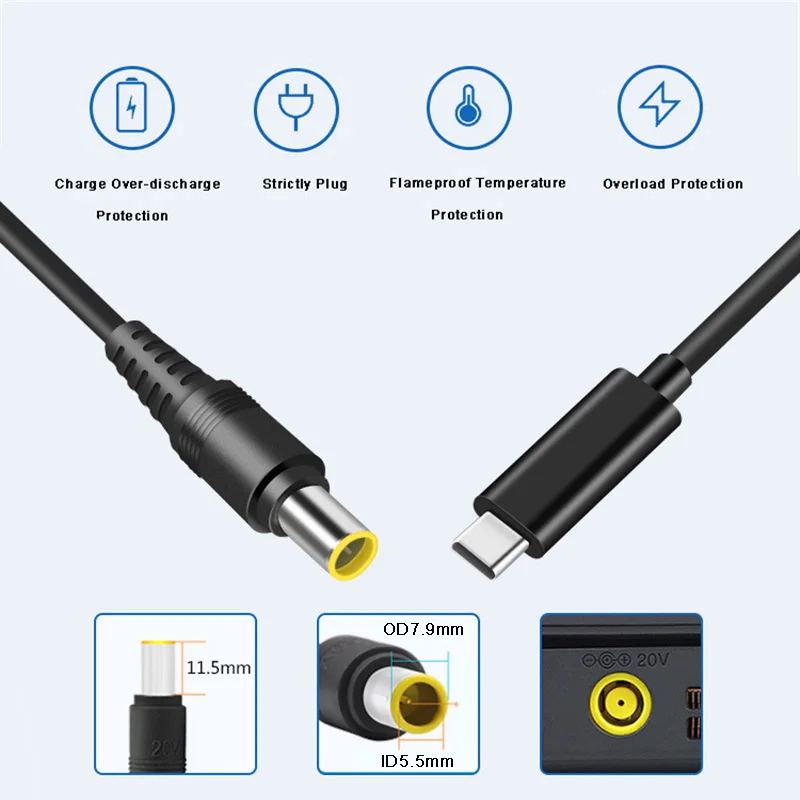 USB Type C to 7.9*5.5mm Power Charger Adapter USB C PD Laptop Charging ...