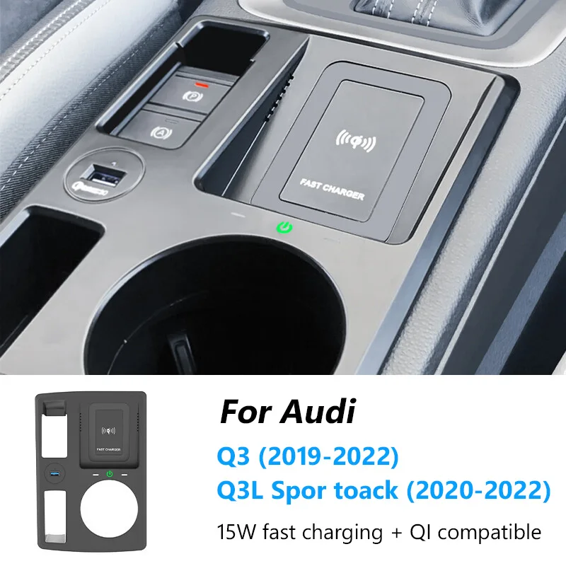 Car Qi Wireless Charger For Audi Q3 Q3l Sportback 2019-2022 Special Mobile Phone Holder ...