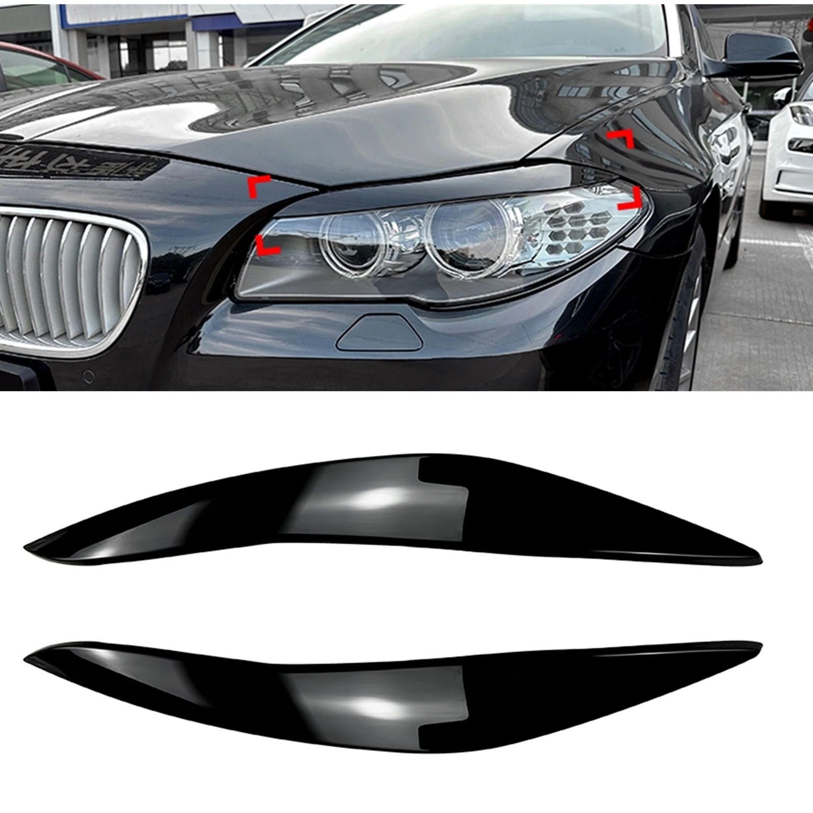 2PCS-Headlight-Eyelid-Eyebrow-Trim-Car-Front-Head-Lamp-Cover-Lid ...