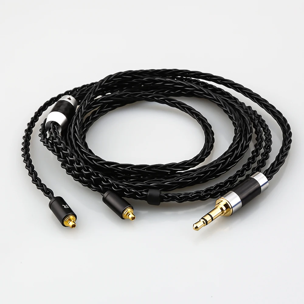 HiFi 3.5mm 2.5mm 4.4mm XLR 8 Core Silver Plated Black Earphone Cable ...