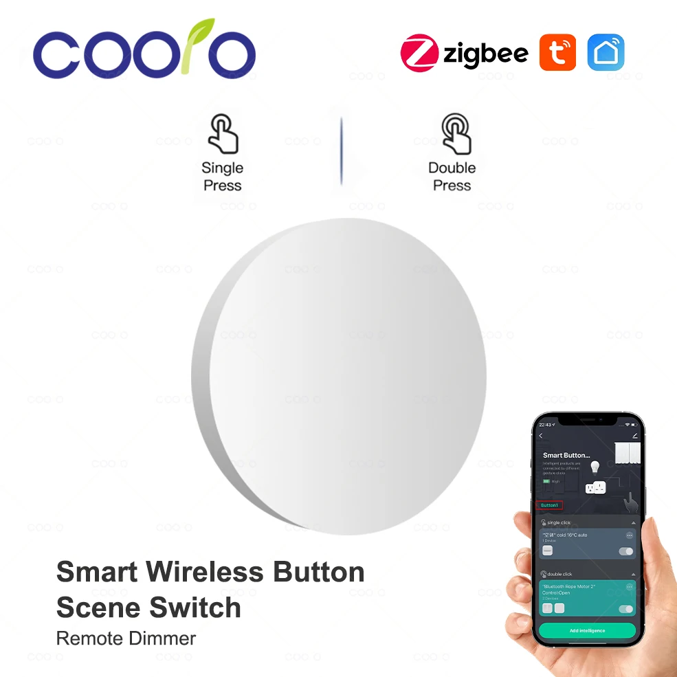 Tuya-ZigBee-Smart-Button-Scene-Switch-Intelligent-Linkage-Wireless-Remoter-Battery-Powered ...
