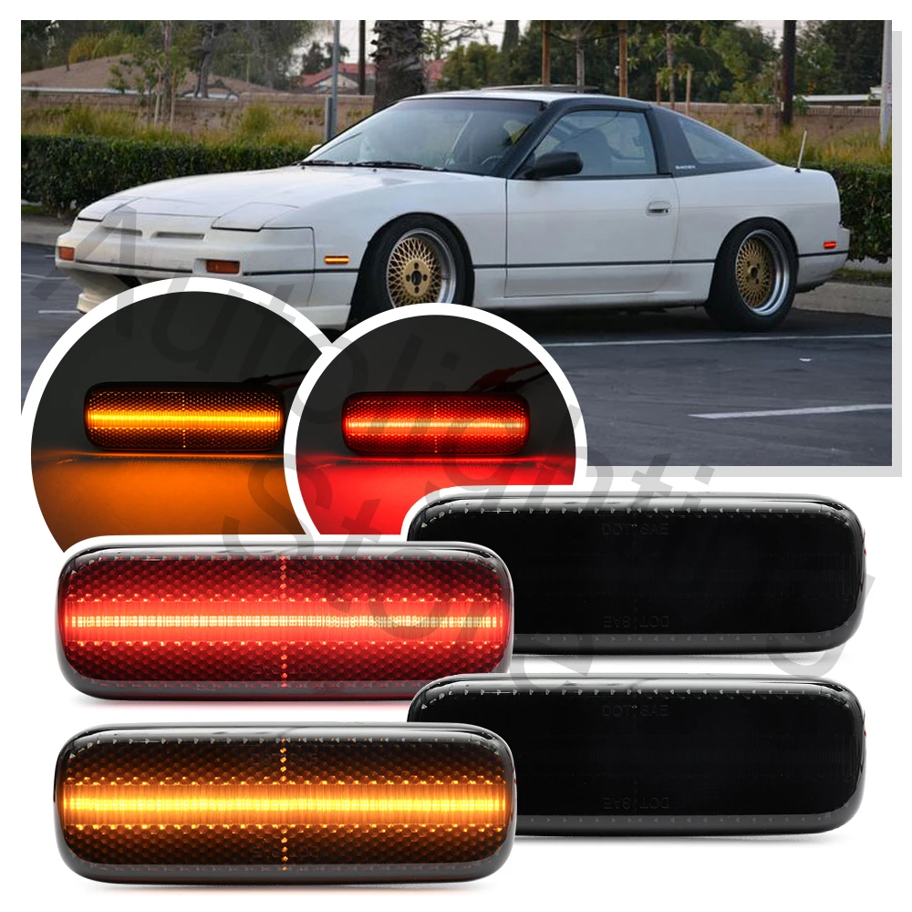 4PCS-LED-front-amber-rear-red-Side-Marker-light-Fender-Turn-Signal-Lamp ...
