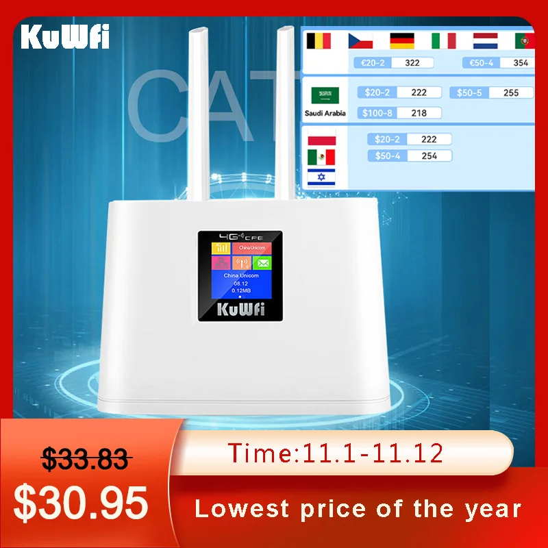 Kuwfi 4g Lte Router External Antenna150mbps Unlocked Wireless Router ...