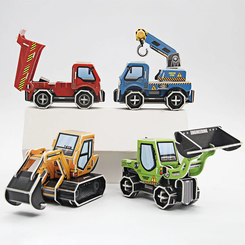 3D-Cartoon-Engineering-Vehicle-Cardboard-Jigsaw-Puzzle-Excavator-Truck ...