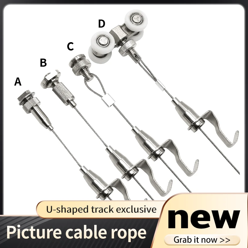 2pcs-U-shaped-Guide-Rail-Dedicated-Steel-Wire-Hanging-Rope-Retractable ...