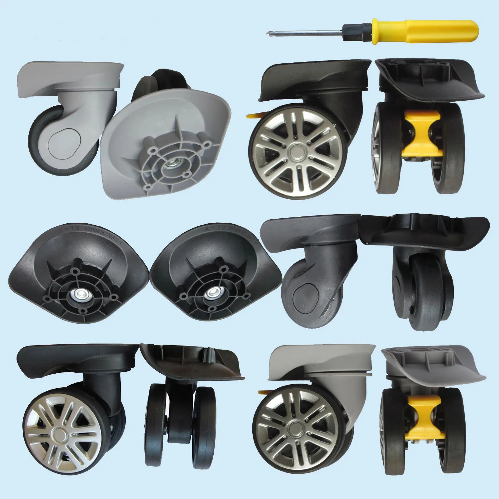 1 par preto rodas para mala marrom bagagem roda substituição sacos de ...