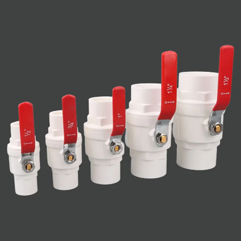 White 20/25/32/40/50mm PVC Ball Valve Plumbing U-PVC Ball Valve Plastic ...