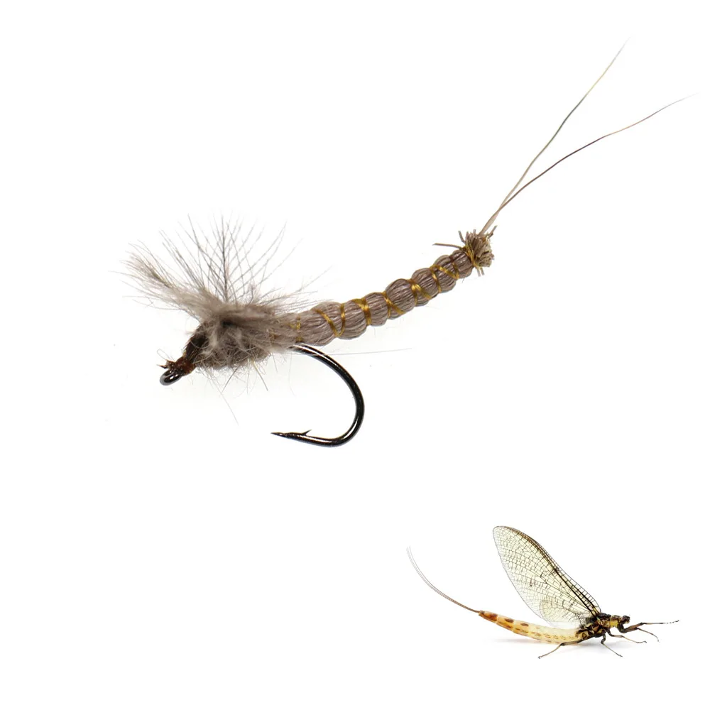 3pcs CDC Mayfly Feather Wing Fly Fishing Lure Dry Flies Deer Hair Body ...
