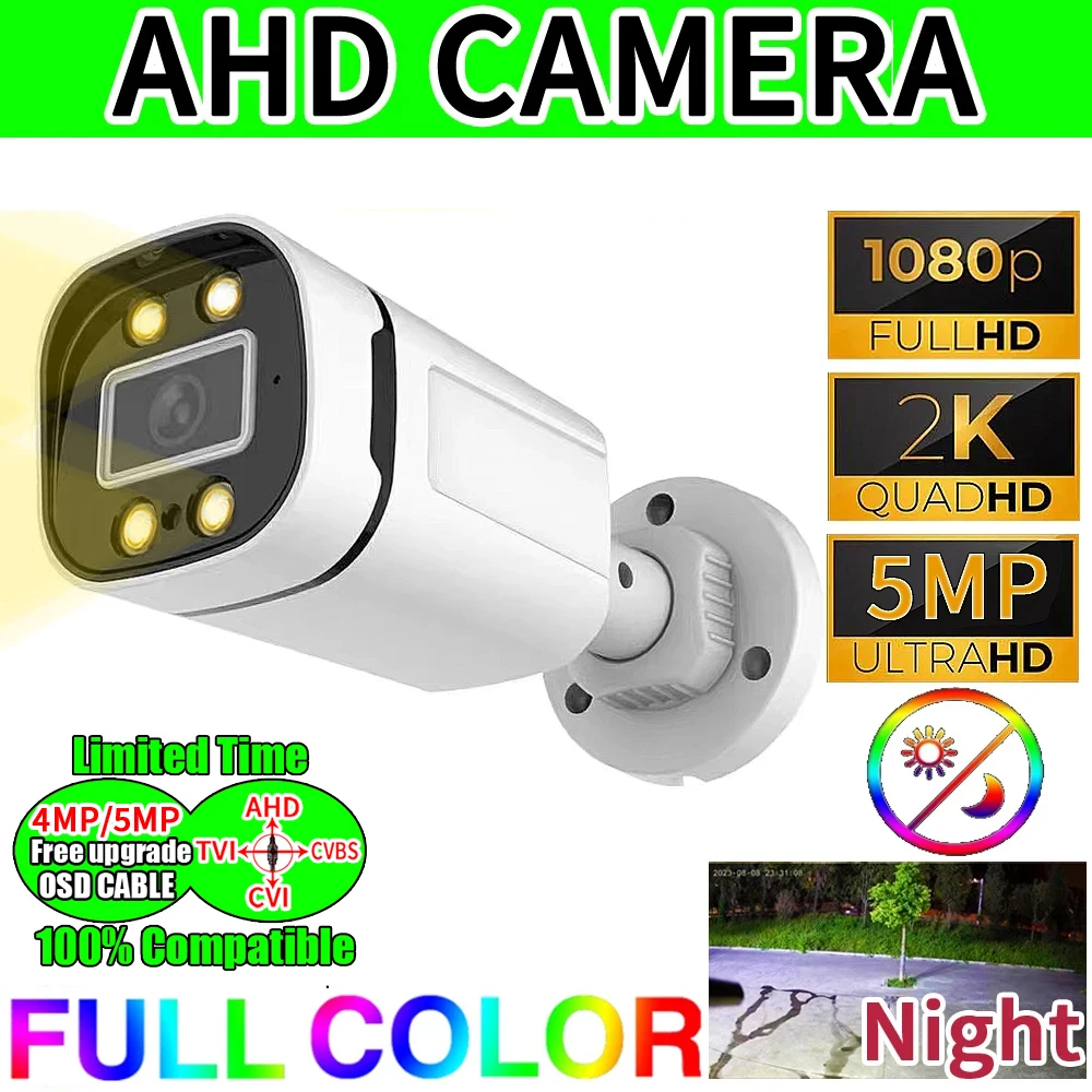 NEW-5MP-24H-Full-Color-Night-Vision-CCTV-AHD-Camera-1080P-4MP-HD-Analog ...