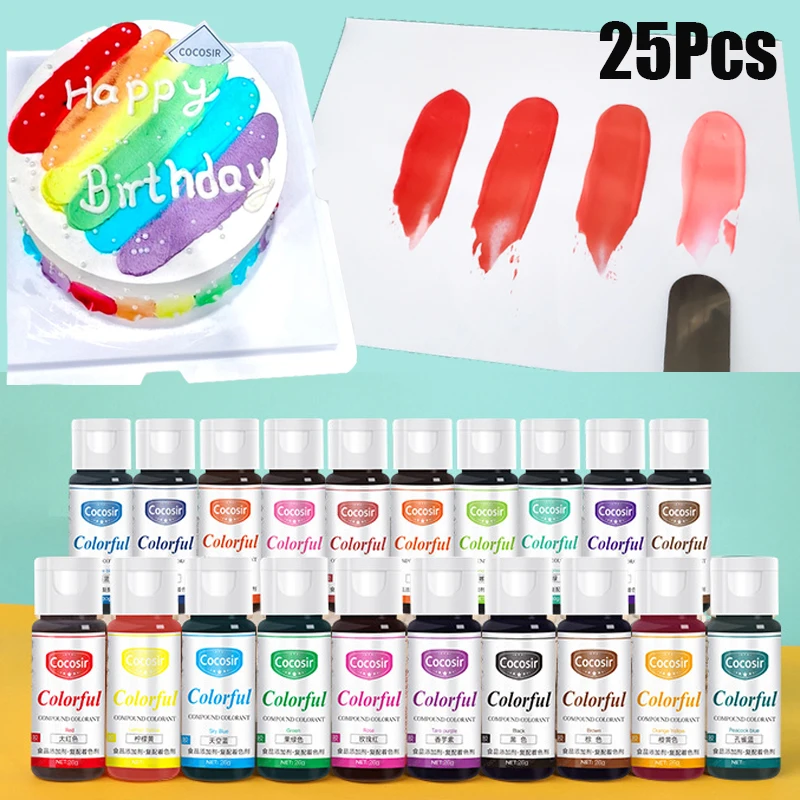 25Pcs/set Food Coloring Gel Baking Fondant Cooking Concentrated Icing ...
