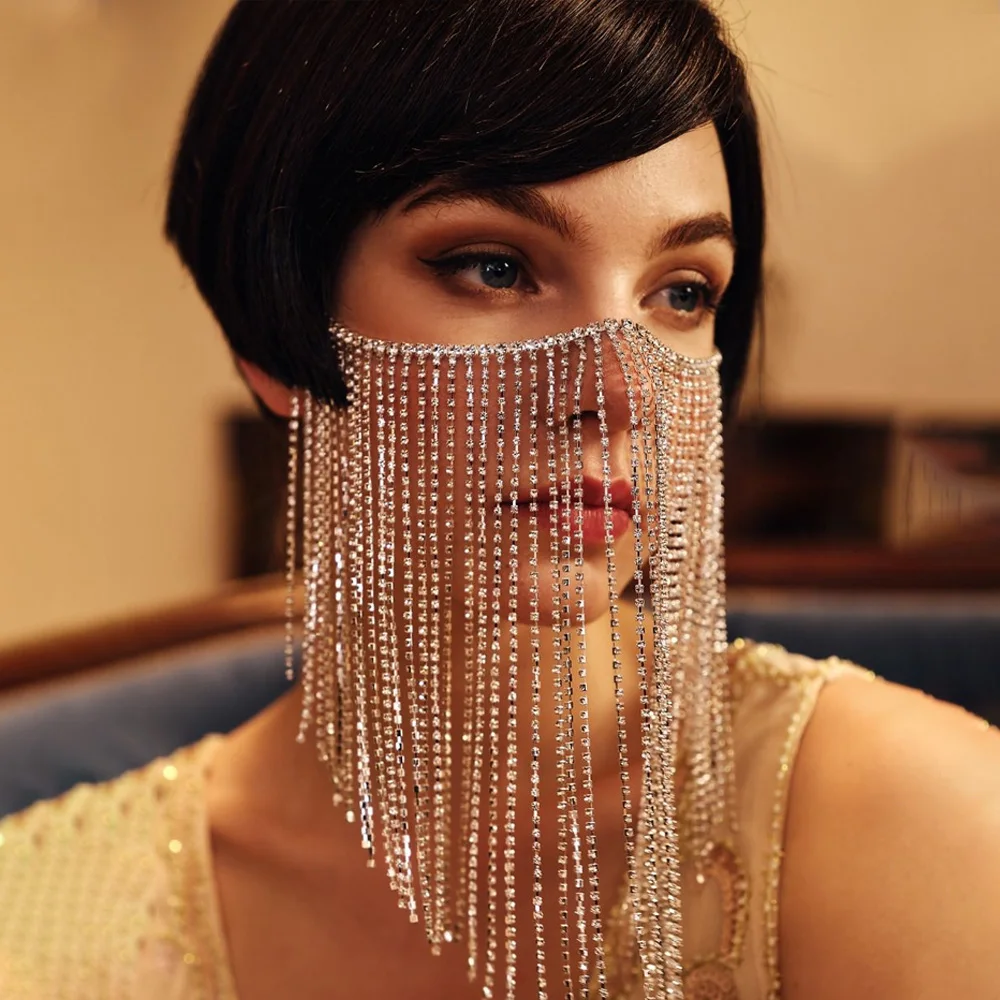 Bohemian-Long-Tassel-Face-Jewelry-Rhinestone-For-Women-Handmade-Crystal ...