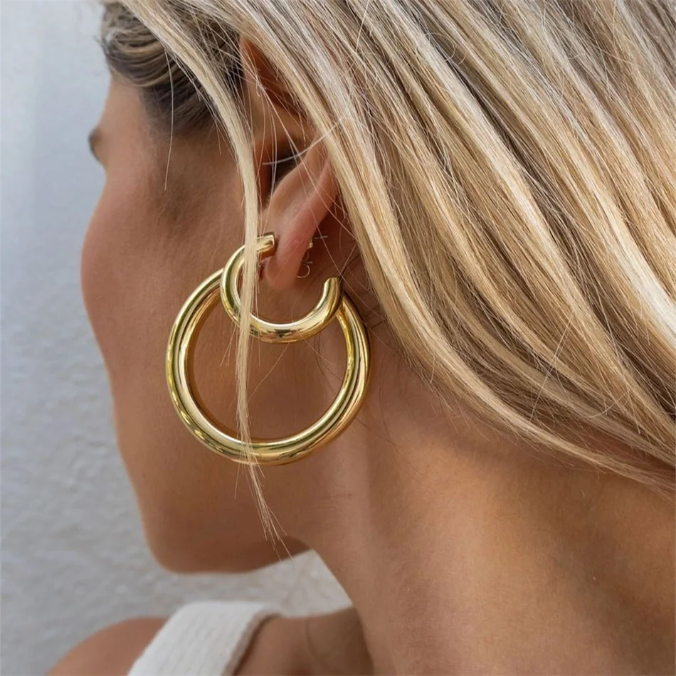 New-Fashion-Stackable-C-Shape-Gold-Color-Circle-Cz-Non-Piercing ...
