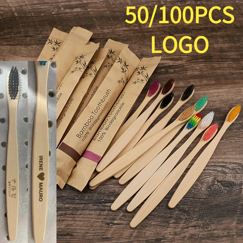Biodegradable Bamboo Toothbrushes, 50/100 Piece BPA Free Soft Bristles ...